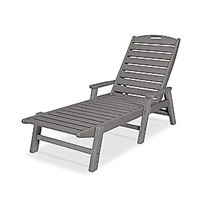 POLYWOOD NCC2280GY Nautical Arms Chaise, Slate Grey & AD4030GY Classic Outdoor Adirondack Chair, Slate Grey
