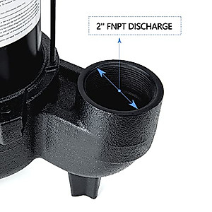 RainBro 1/2 HP Cast Iron Submersible Sewage Pump With 10 ft. Piggy Back Tether Float Switch, Model# CSE050