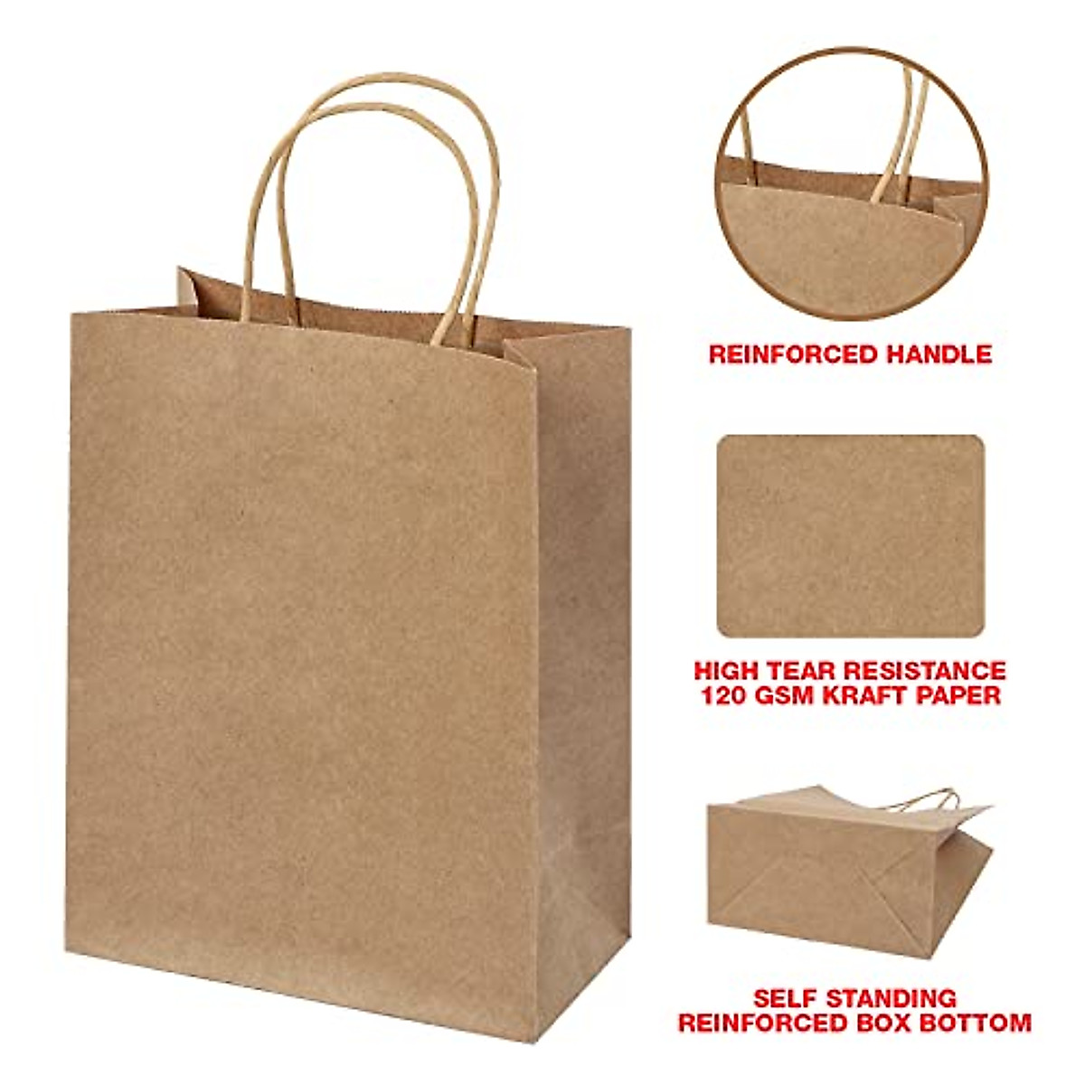 Packanewly Kraft Paper Bags with Handles, 36 PCS Brown - Eco-Friendly Gift Bags - Mixed Sizes: Small, Medium & Large for Retail, Gift, Shopping, Wedding, Birthday & Parties