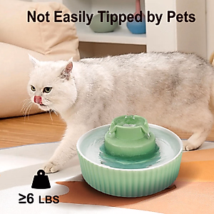 Lawfery Ceramic Cat Water Fountain, 2.1L/71oz Cat Fountain with 3 Carbon Filters and 2 Water Pumps, Cupcake Pet Water Fountain for Cats and Dogs (Green)