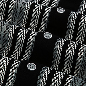 PJ PAUL JONES Retro Knitted Polo Shirt for Men 1950s Italian Stripes Shirt Short Sleeve Button Down Knit Polos Collared Knit Cardigan Sweater Black Grey