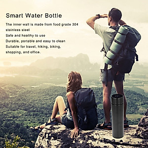 Insulated Bottles, 500ml Stainless Steel Thermal Mug Double Wall Vacuum Flasks with LED Display Vacuum Flasks with Lid for Home Office Kitchen Outdoor(black)