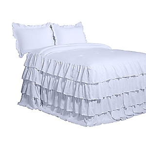 Chezmoi Collection Celia 3-Piece Waterfall Ruffle Skirt Bedspread Set - French Country Chic Farmhouse - California King, White
