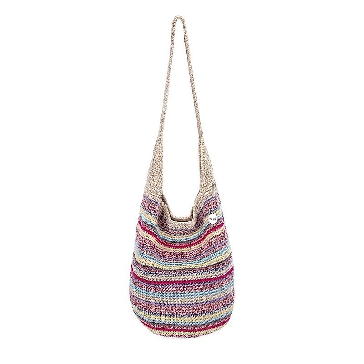 The Sak 120 Hobo Bag in Crochet, Large Purse with Single Shoulder Strap, Eden Stripe