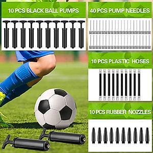 Reginary 10 Pcs Ball Pump Bulk Air Pump for Balls Inflatable Football Pump with Needle and Extension Hose Pump Portable Hand Pump Kit for Balls Basketball Soccer Volleyball (Black,Classic Style)
