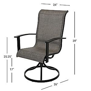 Grand patio Outdoor Swivel Rocking Patio Dining Chairs Set of 2, Outdoor Mesh Sling Swivel Rocker 2 Pieces Set for Lawn Garden Backyard Deck, Mixed Coffee