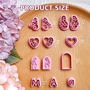 KEOKER Mom Heart Polymer Clay Cutters, Mothers Day Clay Earring Cutters, 22 Shapes Polymer Clay Cutters for Earrings, Mama Stamp Clay Cutters for Polymer Clay Jewelry