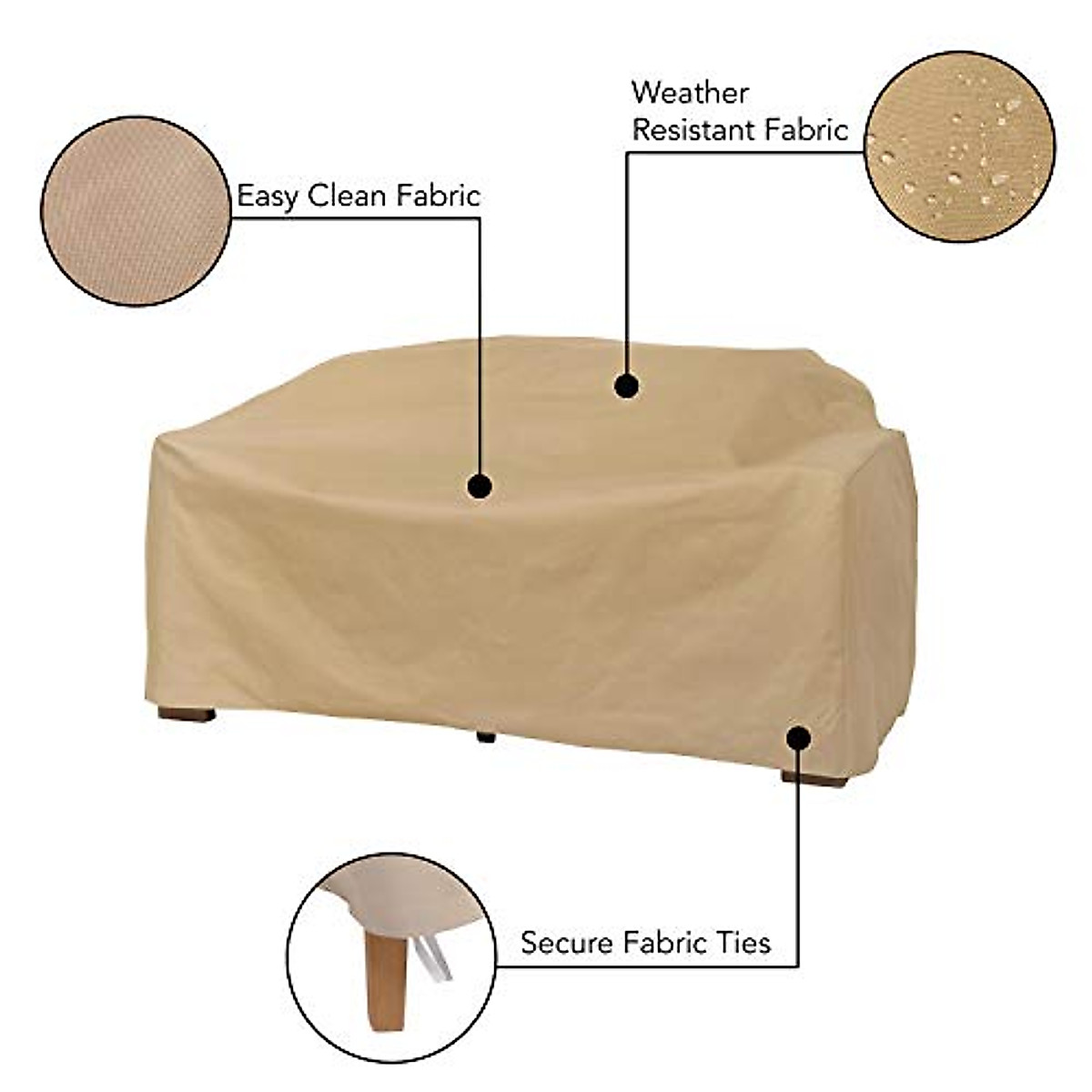 Modern Leisure® Basics Patio Loveseat Cover, 55" L x 33" W x 38" H, Khaki