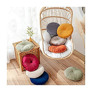 Baiyuruodie Round Throw Pillow, Velvet Material, for Sofa Living Room Decoration (38cm, Green)