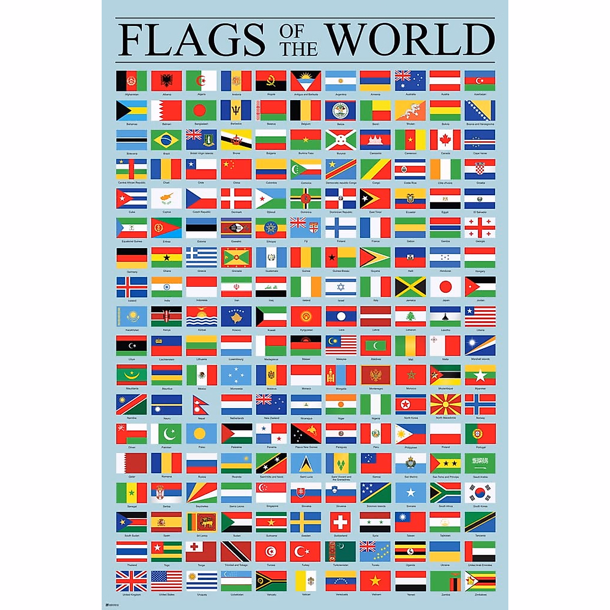Flags of The World Classroom Reference Chart National Countries Country Symbol Educational Teacher Learning Homeschool Display Supplies Teaching Aide Cool Wall Decor Art Print Poster 12x18