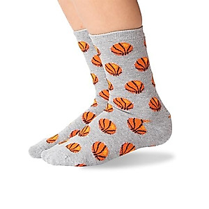 Hot Sox boys Sports Series Novelty Crew Casual Sock, Basketball (Grey Heather), 6 12 US