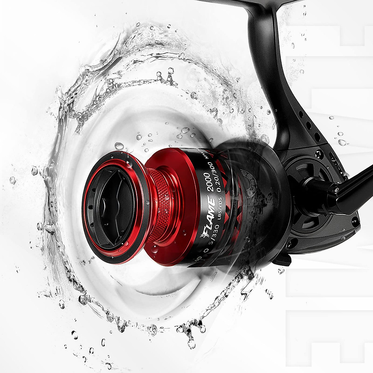 Piscifun Flame Spinning Reels, Light Weight Ultra Smooth Powerful Spinning Fishing Reels Black & Red 2000 Series