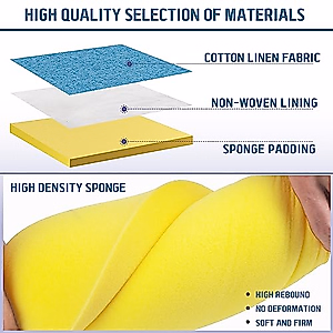 ROFIEJOX Bench Cushion 45 inch - Imitation Linen Fabric, Indoor Outdoor Long Seat Furniture, High-Density Foam, Non-Slip Velcro Design for Window Patio Garden, (45x18x3) Light Azure