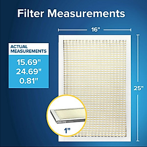 Filtrete 16x25x1 AC Furnace Air Filter, MERV 5, MPR 300, Capture Unwanted Particles, 3-Month Pleated 1-Inch Electrostatic Air Cleaning Filter, 6-Pack (Actual Size15.69x24.69x0.81 in)