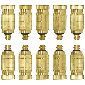 Joywayus 10/24 UNC Thread Brass Misting Nozzles Atomizing High Pressure Misting Sprayer Water Hose Nozzle for Greenhouse, Landscaping, Outdoor Cooling Mister System (Pack of 10)