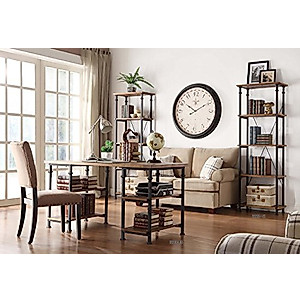 HOMELEGANCE Factory Metal Frame Writing Desk, Rustic Brown