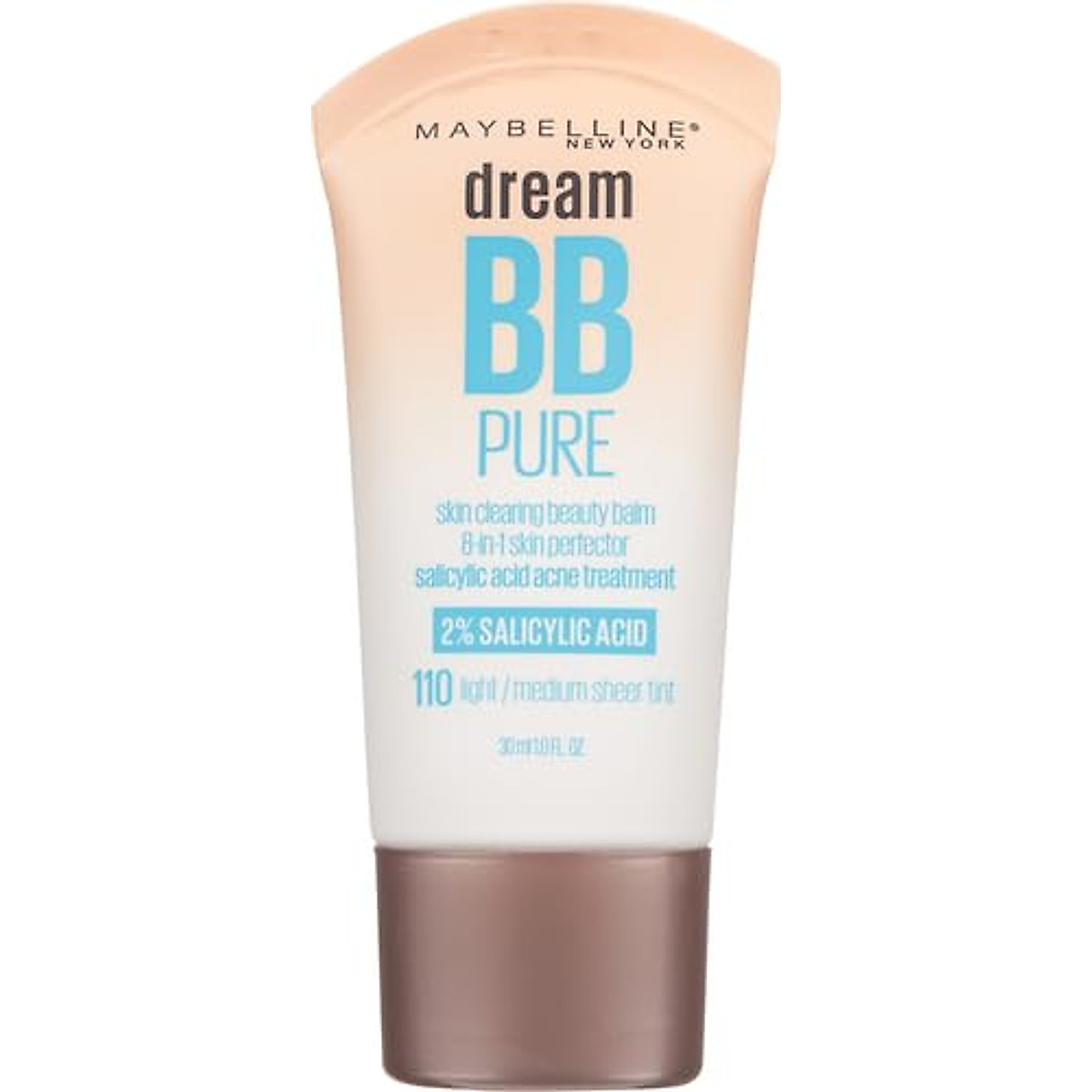 Maybelline Dream Pure Skin Clearing BB Cream, 8-in-1 Skin Perfecting Beauty Balm With 2% Salicylic Acid, Sheer Tint Coverage, Oil-Free, Light/Medium, 1 Count