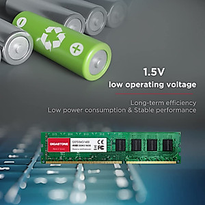 【DDR3 RAM】 GIGASTONE 16GB Kit (4x4GB) DDR3/DDR3L 1600MHz (1333MHz) PC3-12800 (PC3-10600) CL11 1.35V/1.5V 2Rx8 UDIMM 240 Pin Unbuffered Non ECC High Performance PC Desktop Memory Upgrade