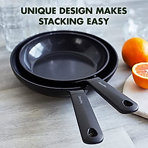 GreenPan SmartShape Healthy Ceramic Nonstick, 9.5" and 11" Frying Pan Skillet Set, PFAS-Free, Induction, Dishwasher Safe, Black