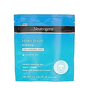 Neutrogena Hydro Boost Moisturizing & Hydrating 100% Hydrogel Sheet Face Mask for Dry Skin with Hyaluronic Acid, Gentle & Non-Comedogenic, 1 Ounce (Pack of 12)