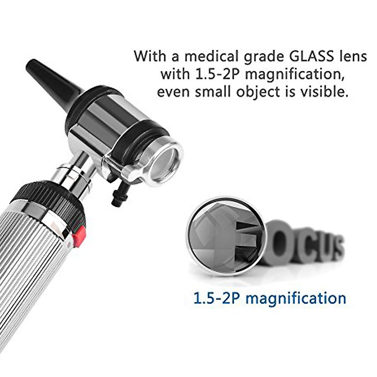 Ear Otoscope Kit - 4X Magnifying Ear Scope with Lights Endoscope Diagnostic Medical Instrument Otoscope - 3 Speculum Tips Inspect Ear for Children, Adults, Doctors, Veterinary, Pets Screening