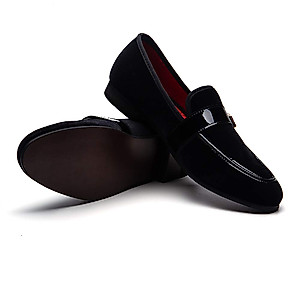 JITAI Men's Penny Loafers Moccasin Driving Shoes Slip On Flats Dress Shoes, Black/Button, 11 US