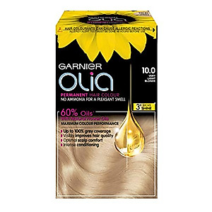 Garnier Olia Very Light Blonde Permanent Hair Dye, No Ammonia for A Pleasant Scent, Up To 100% Grey Hair Coverage, Maximum Colour Performance, 60% Oils - 10.0 Very Light Blonde