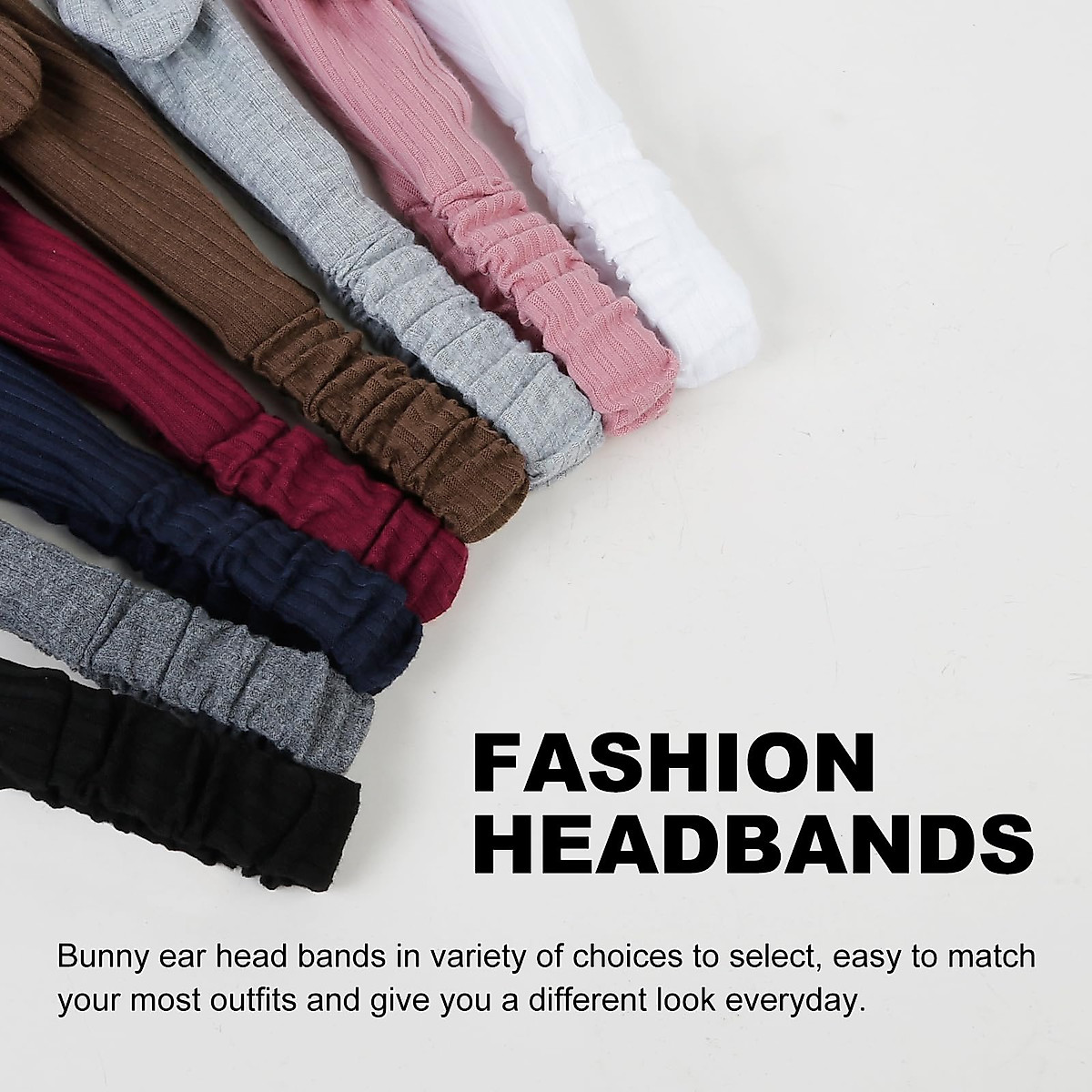 Huachi 8 Packs Bow Headbands for Women's Hair, Fashion Retro Bunny Ear Hair Accessories Girls Cute Knotted Bandana Headband Non Slip, Boho Elastic Workout Yoga Solid Color Headwrap