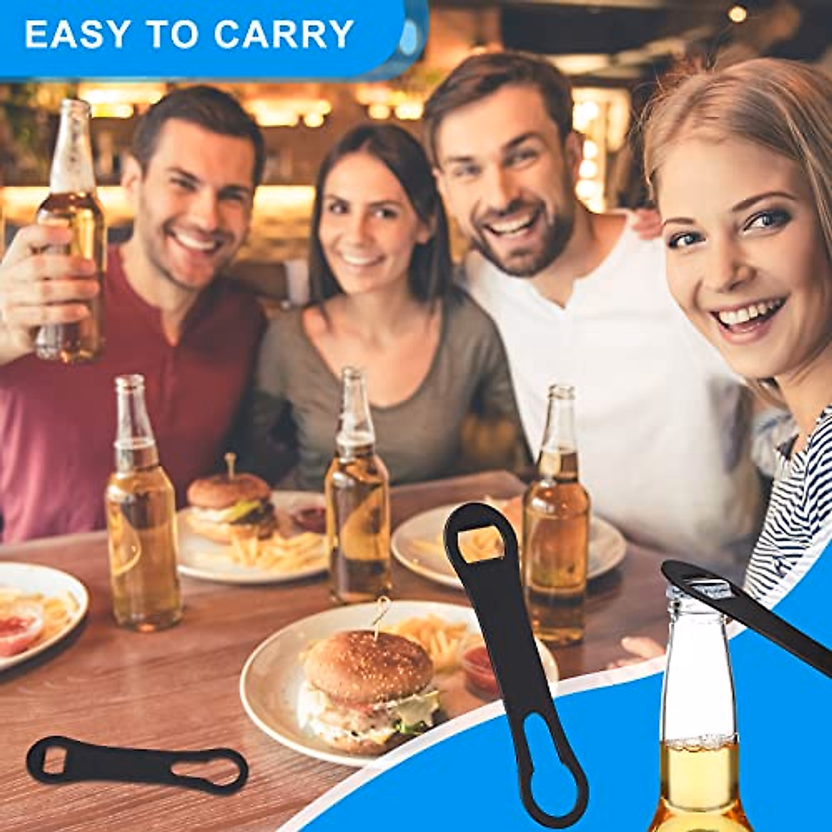 2 Pack Bottle Opener and Pour Spout Remover Flat Metal Bar Speed Key Opener Stainless Steel Dog Bone Wine Bottle Opener for Bartenders Home Kitchen (Black)