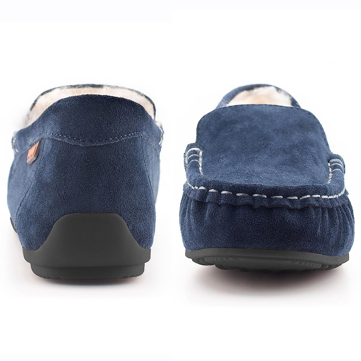 Parfeying Women's Sheepskin Moccasin Slippers Cow Suede Memory Foam Driving Style Loafers,L20102 INDI 9US Indigo/Indigo