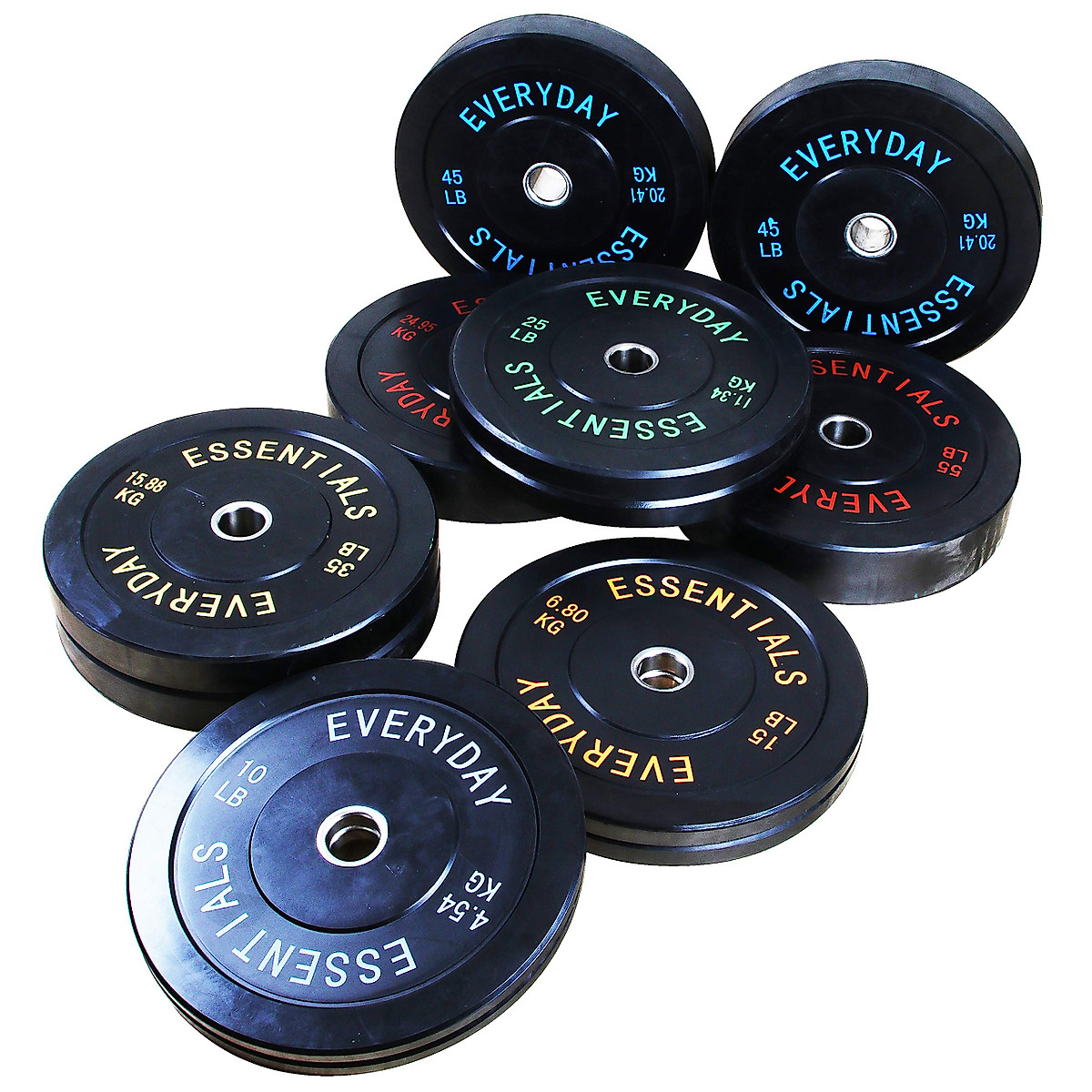 BalanceFrom Color Coded Black Olympic Bumper Plate Weight Plate with Steel Hub, 260LB Set, 2x 10/15/25/35/45LB
