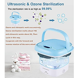 Portable Washing Machine, Mini Washer, Foldable Small Washer for Underwear, Socks, Baby Clothes, Towels, Delicate Items (Blue)