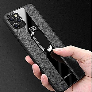 Glow 403-01-02 iPhone 12 Case, Synthetic Leather TPU Ring, Red, Tempered Glass & Stylus Pen Included