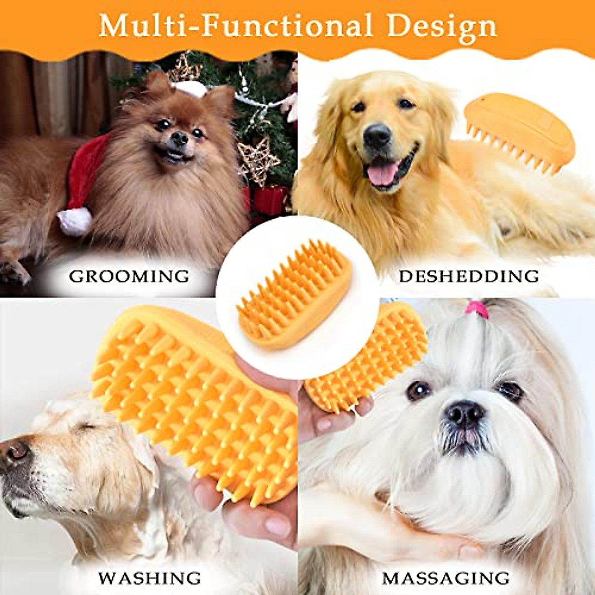 Silicone Dog Grooming Brush Pet Shampoo Bath Brush Anti Skid Soothing Massage Rubber Comb Bath Dog Brush