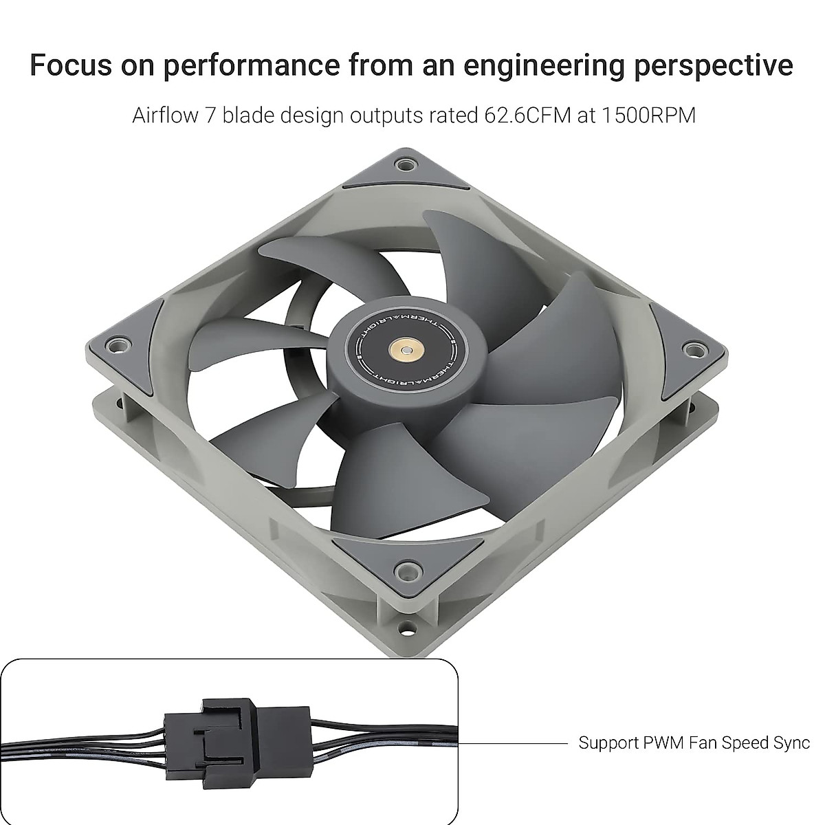 Thermalright TL-G12 120mm CPU Fan, Computer Case Fan, Quiet 4pin PWM PC Fan, 1500RPM, Cooler Fan, for Hydraulic Bearing CPU Cooling Fan