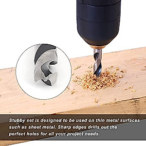 Eyech 6Pcs Brad Point Drill Bits Stubby Drill Bit Set for Wood |Spiral Twist Bit 1/4" Quick Change Hex Shank | 4241 High Speed Steel | for Quick Change Chucks and Drives