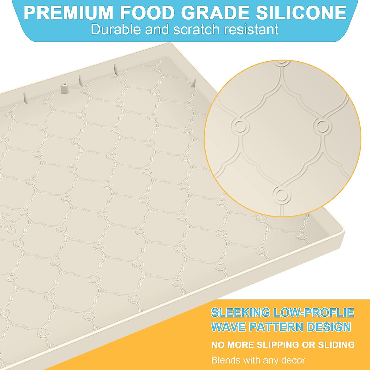 WowDay Under Sink Mat, 34”x22” Silicone Under Sink Mats for Kitchen Waterproof, Thick Under Sink Liner with Drain Hole, Bathroom Under Sink Tray, Undersink Mat Cabinet Protector for Leaks Spills