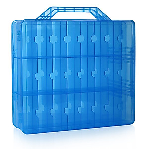 Bins & Things Hot wheels Display case and toy car storage organizer, Double sided 48 - Multi Compartment Plastic Car Toy Organizer Compatible with Lego, LOL Surprise Matchbox cars storage case - Blue