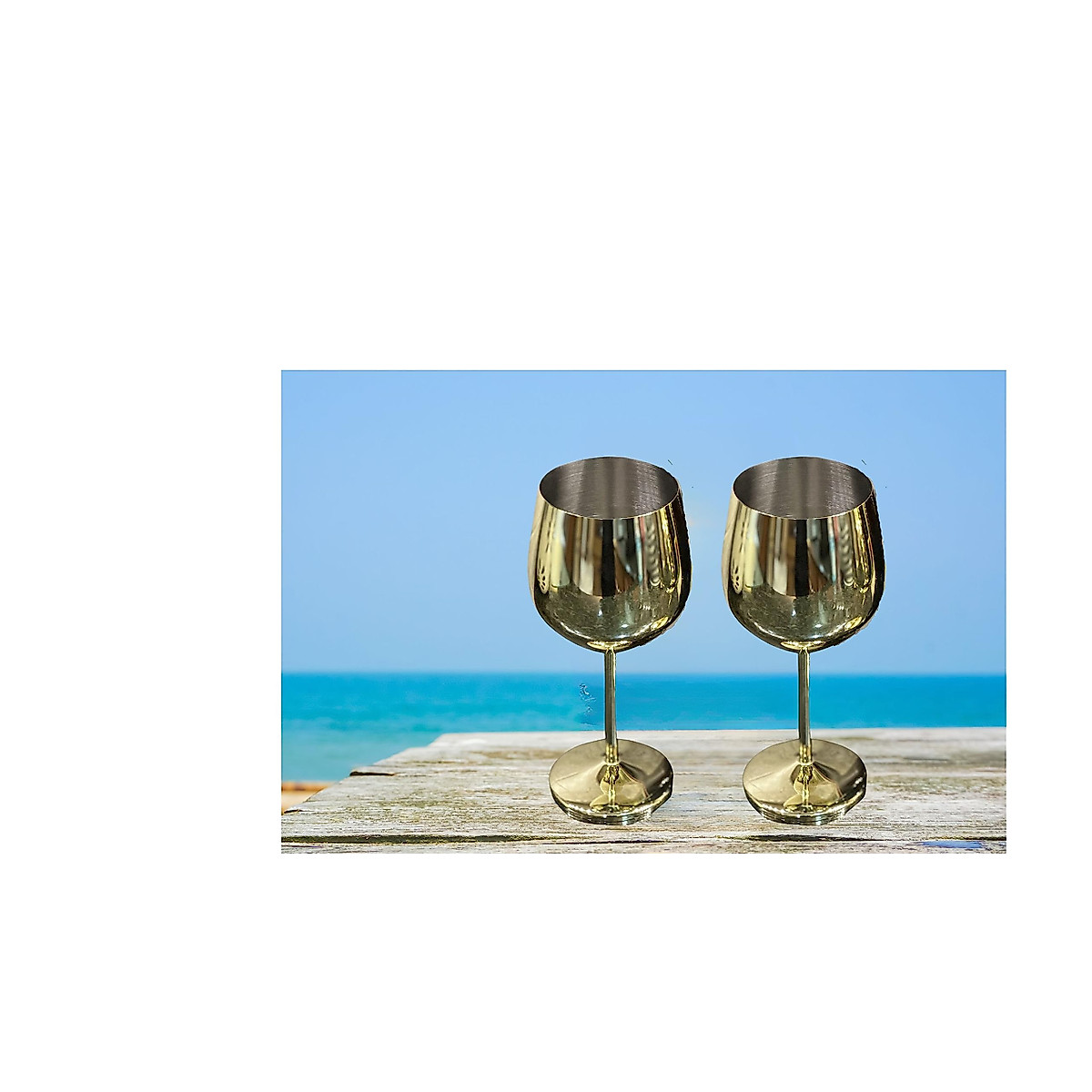 K&K Home Stainless Steel Unbreakable Gold Wine Glasses - oz - Set of 2 Colored, Elegant Metal Wine Goblets - Perfect for Outdoors, Weddings, and Parties - Unique Wine Gifts