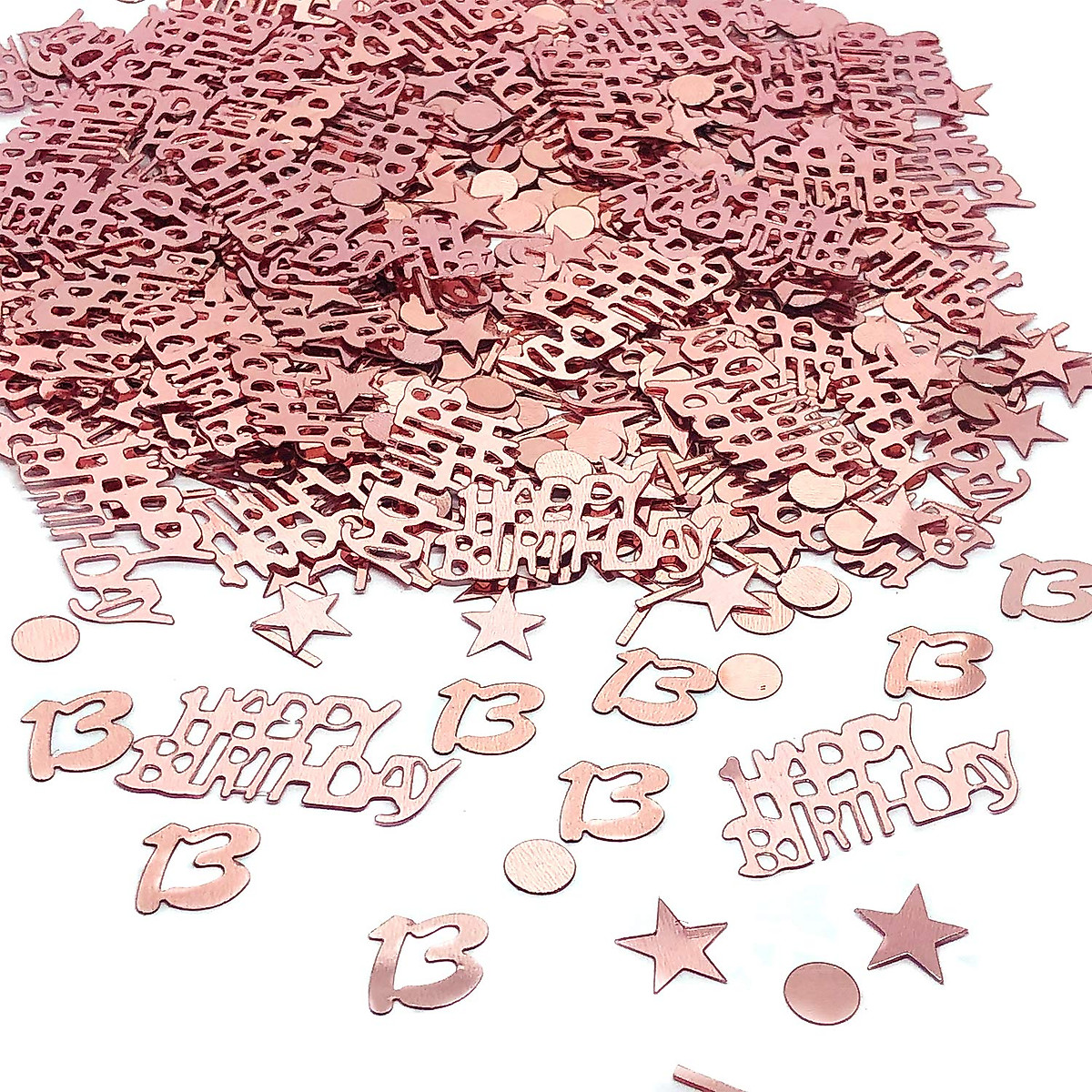 TFYU Happy Birthday Party Table Confetti - Twinkle Stars Foil Metallic Sequins Confetti and Special Events Table Scatters Decorations Confetti Decorations about 700pcs（Rose gold） (13 years old)