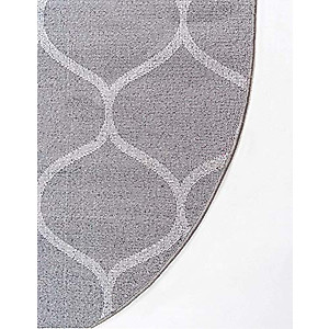 Unique Loom Trellis Frieze Collection Area Rug - Rounded (5' x 8' Oval, Dark Gray/ Ivory)