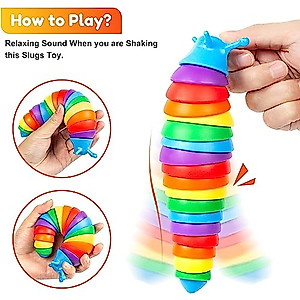 WHATOOK Fidget Slug, Caterpillar Fidget Worm Toy, Sensory Toys for Toddlers 1-3, 3-4, Autism Sensory Slug Toy Makes Relaxing Sound, Fidget Toys for Kids 5-7, Autistic Toys for Boys Girls ADHD Gifts