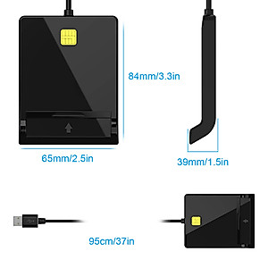 CAC Reader DOD Military USB Common Access, USB Type A DOD Military USB Common Access CAC Smart Card Reader and ID CAC Card Reader,Compatible with Mac Os, Windows,Linux