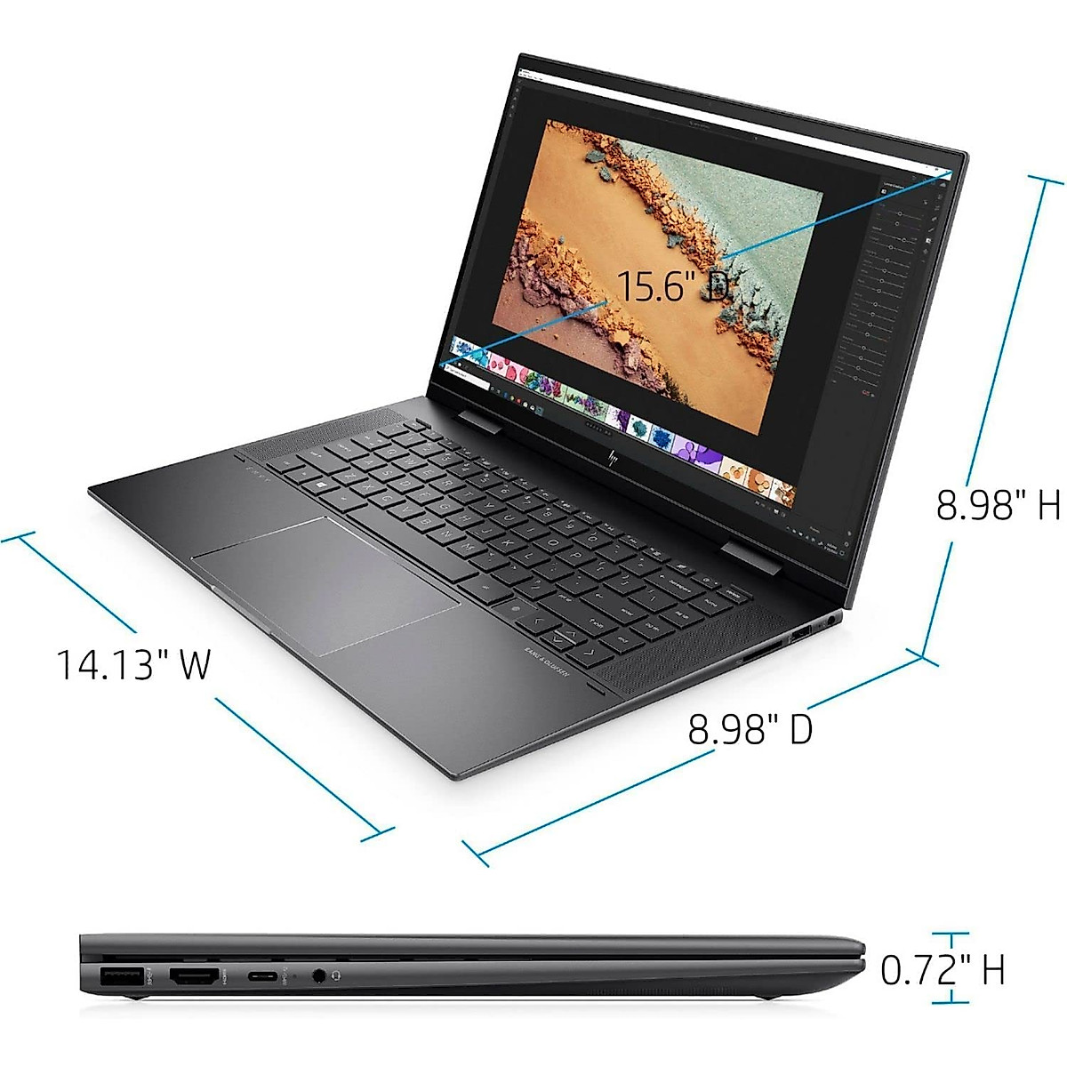 HP Newest Envy x360 2-in-1 Laptop, 15.6" Full HD Touchscreen, AMD Ryzen 7 5700U 8-Core Processor, 64GB RAM, 2TB SSD, Backlit Keyboard, HDMI, Webcam, Wi-Fi 6, Windows 11 Home, Stylus Pen Included