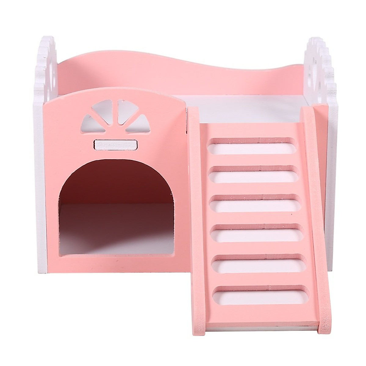 Pet Hamster Rat Guinea Pig Small Animal Castle Sleeping House Nest Exercise Toy 2 Layers with Stair Design Pink