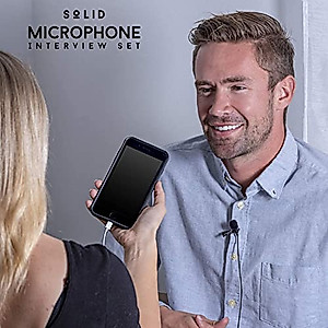 Solid Clip On Lavalier Lapel Microphone 2 Pack Set for iPhone and Android Vlogging, Interview, Selfie Videos