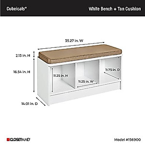 ClosetMaid 1569 Cubeicals 3-Cube Storage Bench, White