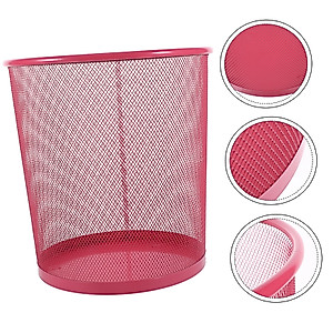 Ciieeo Barbed Wire Office Corner Basket Waste Basket Pink Plastic Storage Bins Small Trash can Trash can Household Iron Wastebasket Trash bin Metal Basket Small Metal Storage Box