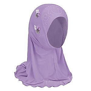 Hijab for Girls 2-6Y, Cute Muslim Islamic Child One Piece Head Scarf with Flower