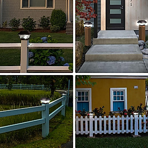 SUNWIND Solar Post Cap Lights Outdoor 4x4 LED Solar Garden Lighting Deck Fence Cap Light Wooden Post Brushed Copper 4 Pack